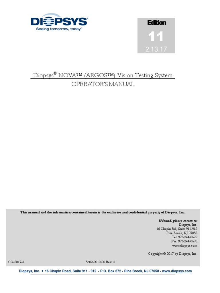Diopsys NOVA Operator's Manual | PDF | Nervous System | Nature