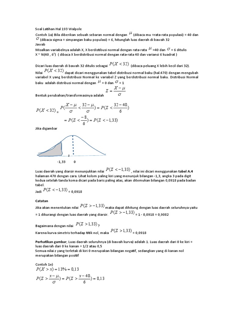 Soal Latihan Distribusi Normal Walpole | PDF