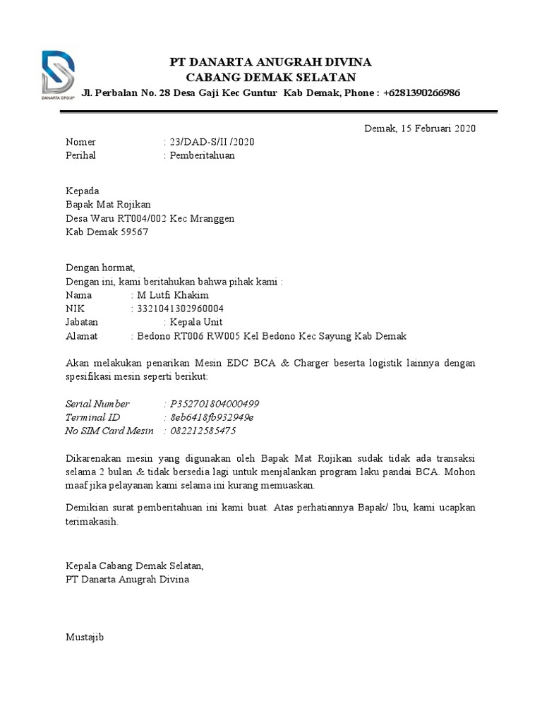 Surat Penarikan | PDF