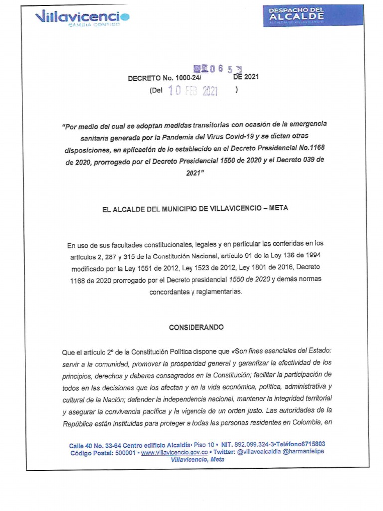 Decreto 065 - 2021 | PDF
