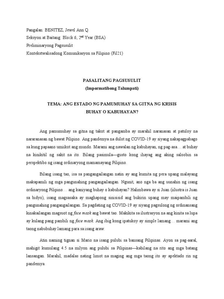 Impormatibong Talumpati | PDF Impormatibong Talumpati | PDF