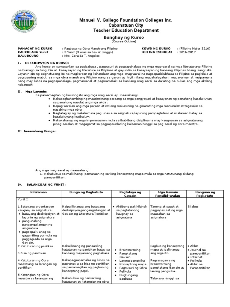 Pagbasa NG Obra Maestrang Filipino | PDF