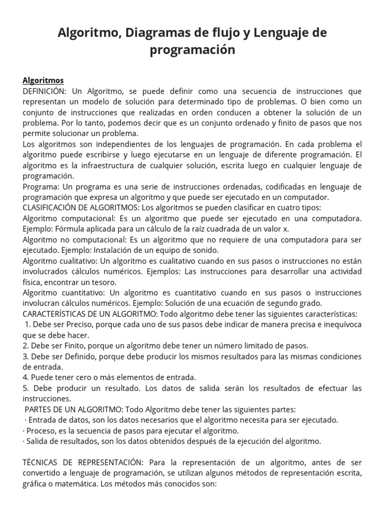 Algoritmo y Diagrama de Flujo | PDF | Algoritmos | Lenguaje de programación