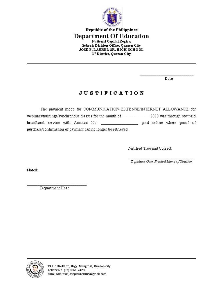 Justification To Claim Communication Expense | PDF