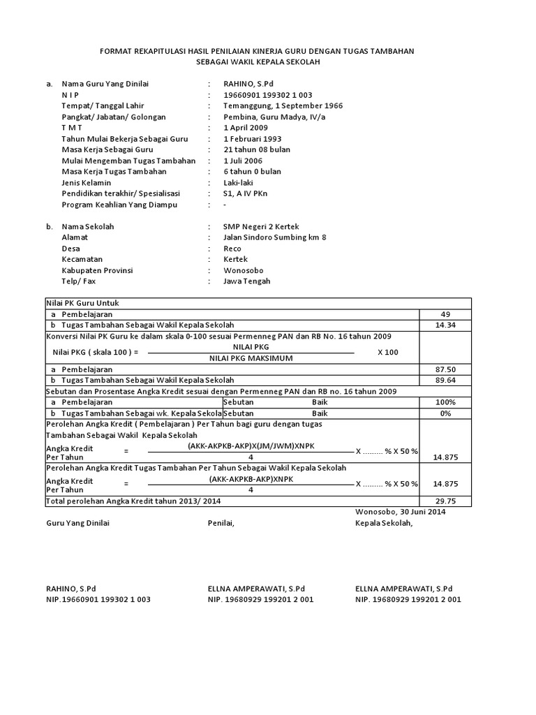 Format Rekap PKG + PKWKS | PDF