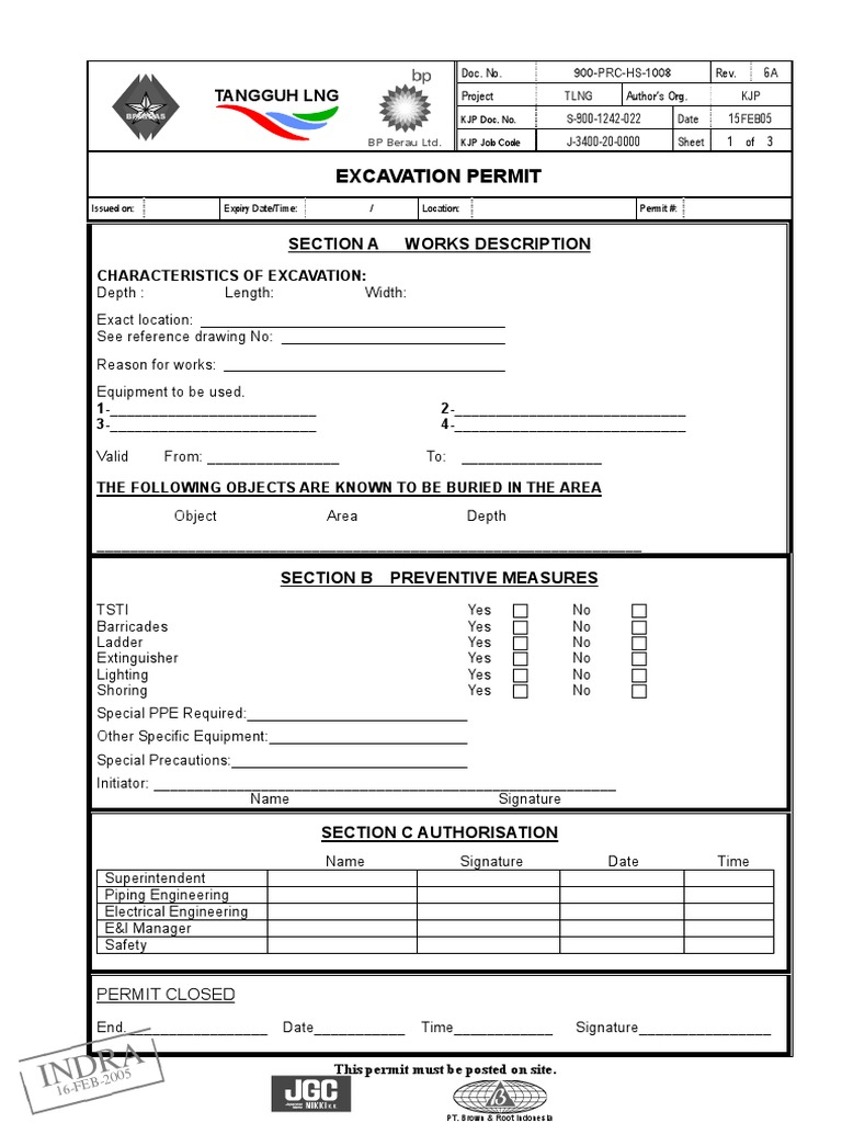 S-900-1242-022 - 6a - 002 - A1 (Excavation Permit) | PDF | Civil ...