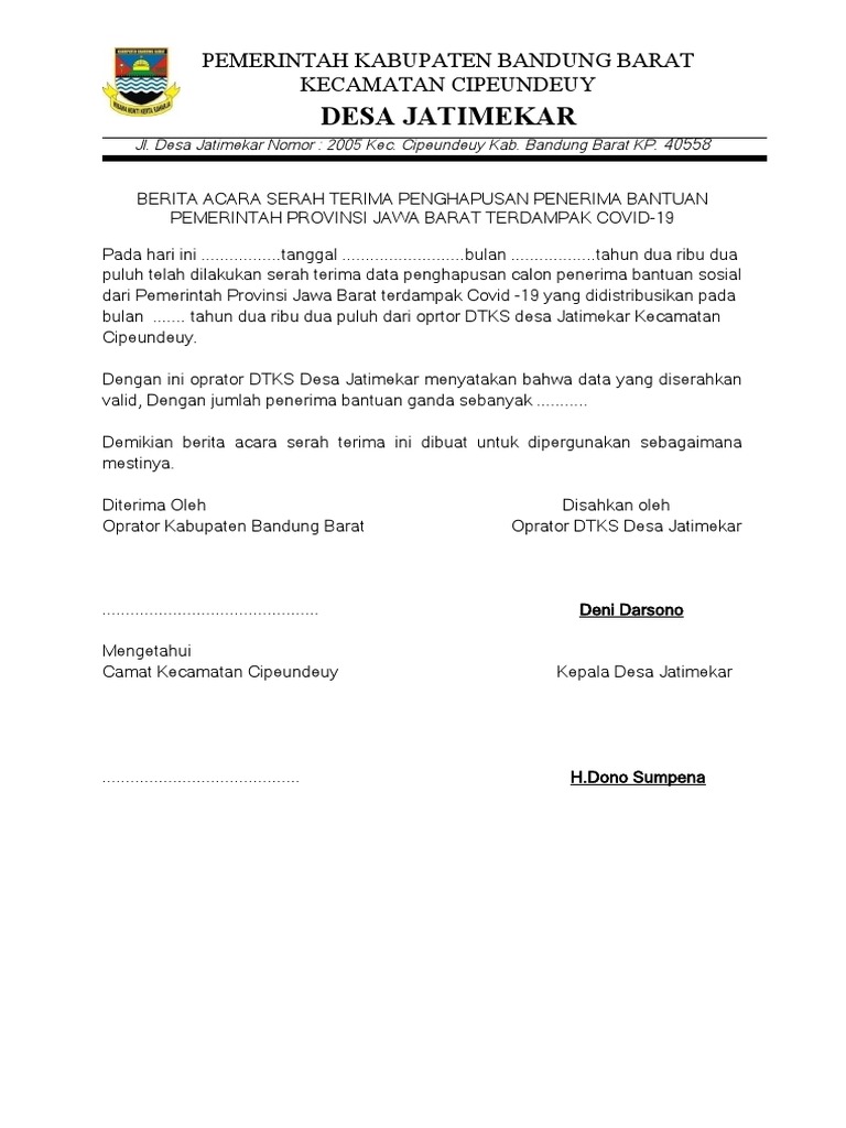 Berita Acara Penghapusan Data | PDF