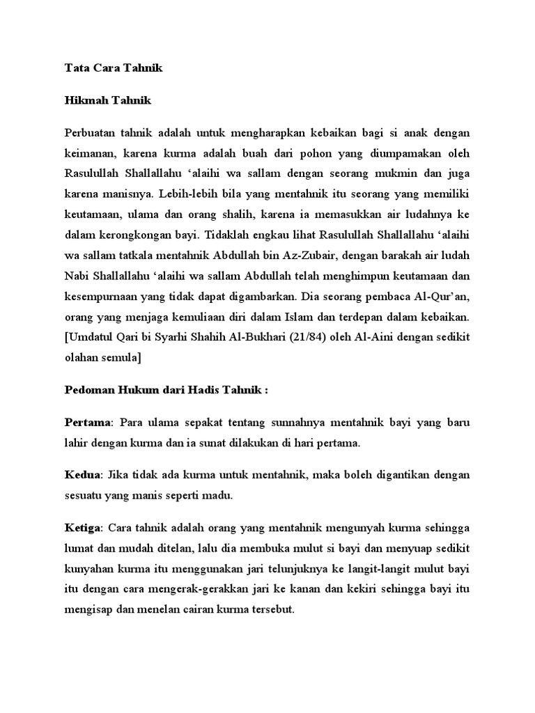 Panduan Lengkap Tahnik Bayi | PDF