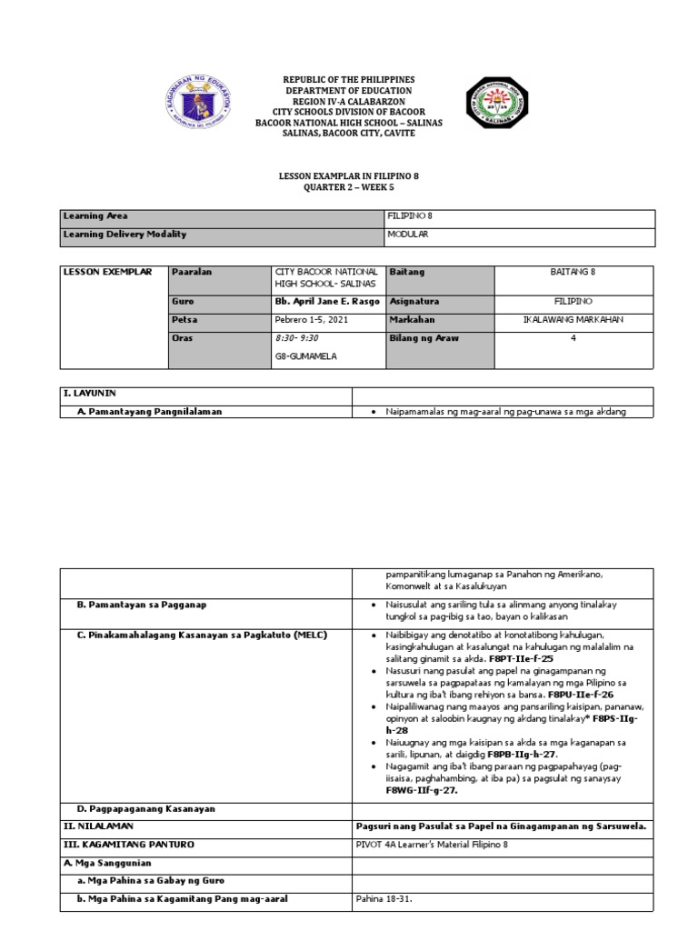 Le.g9-Filipino-Week5. Modular | PDF