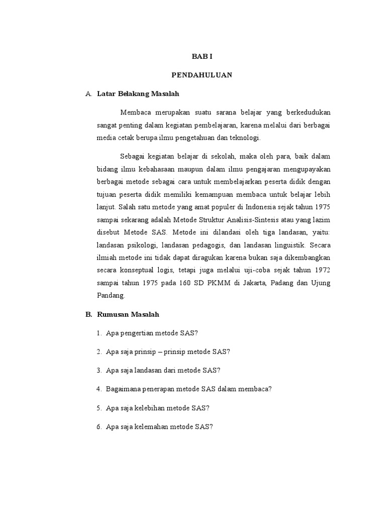 Makalah Metode Sas | PDF