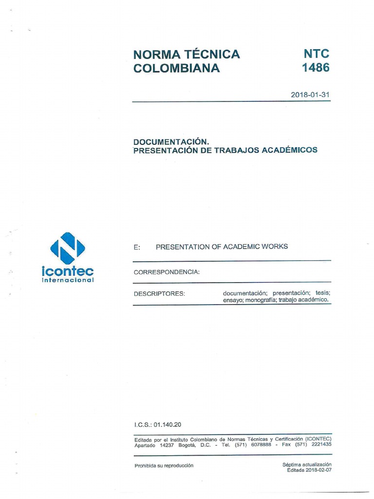 Norma NTC 1486-2018 | PDF