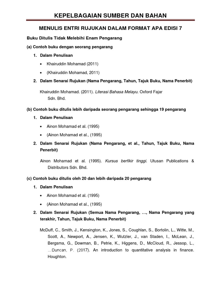 Panduan Rujukan APA Edisi 7 | PDF