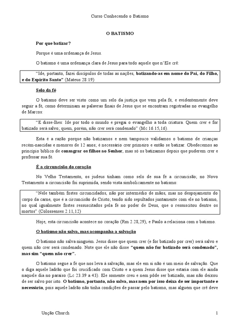 Conhecendo o Batismo - Completa | PDF | Batismo | Fé