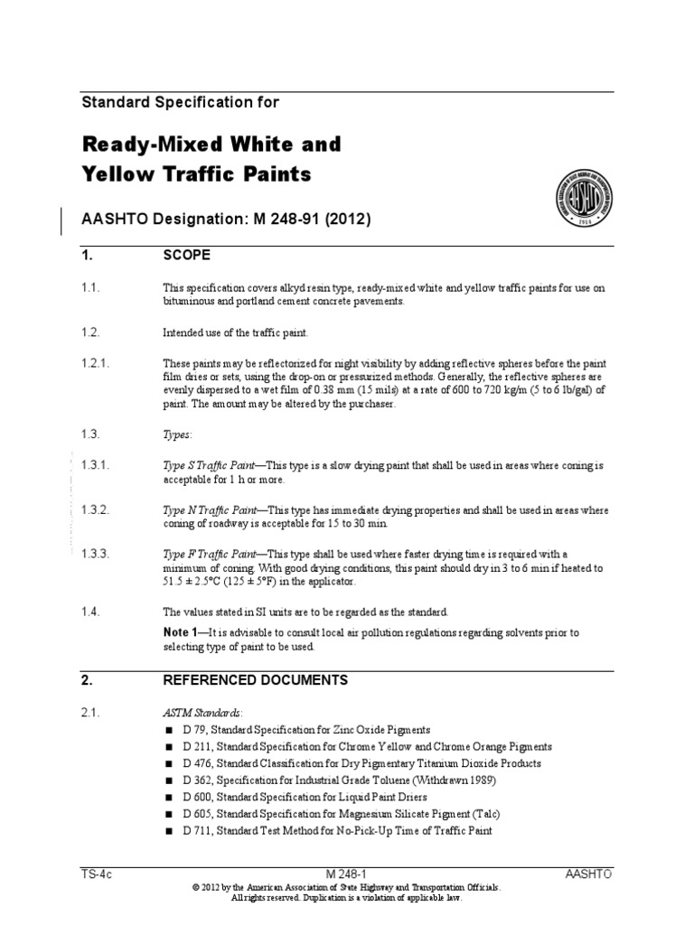 Aashto M 248 1991 (R 2012) | PDF | Resin | Paint
