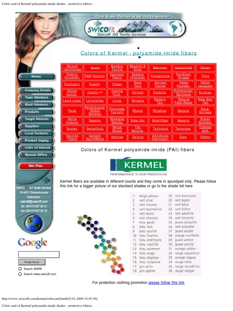 Color Card of Kermel Polyamide-Imide Shades - Protective Fabrics | PDF ...