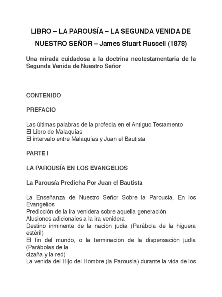 La Parusia - James Stuart Russell | PDF | Libro de revelación | Juan el ...