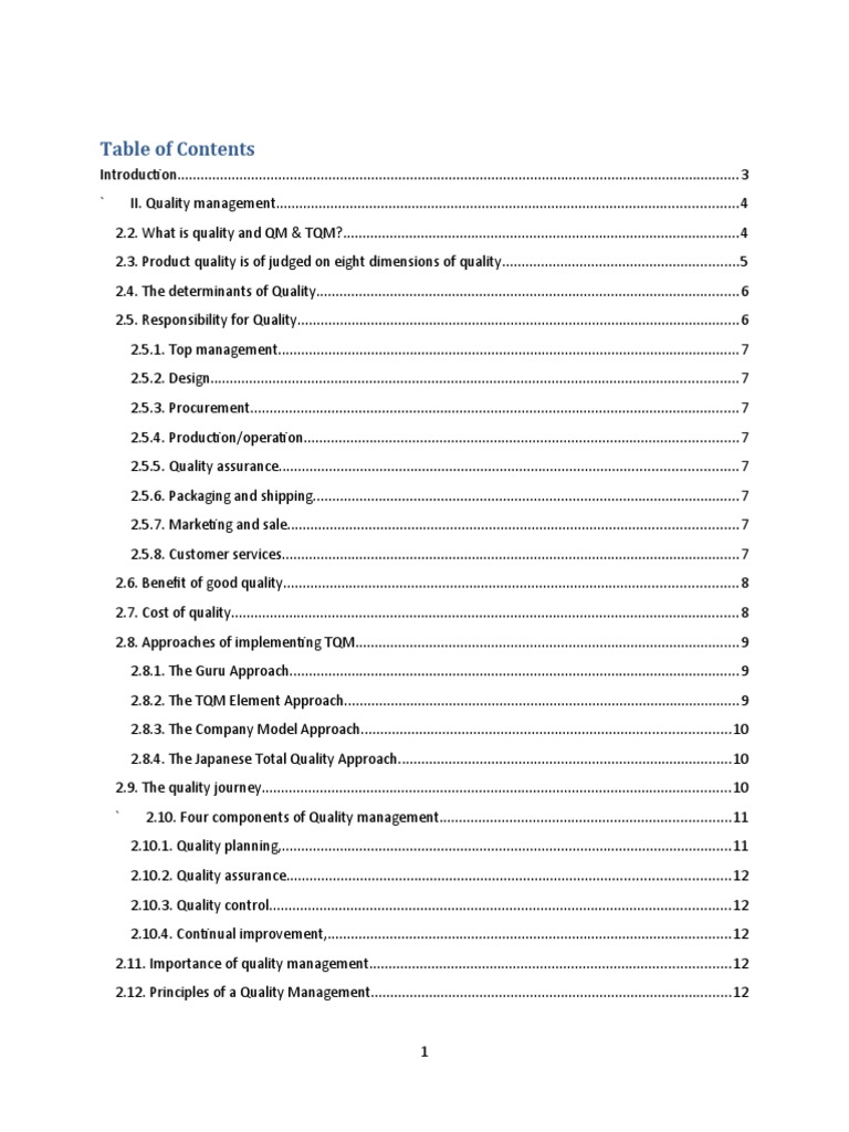 Tearm Paper For Quality Management System and Practices | PDF | Quality ...