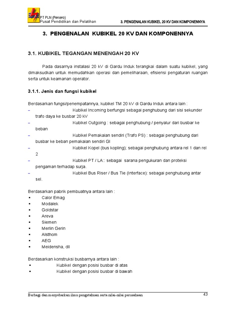 Pengenalan Kubikel 20 kV dan Komponennya | PDF