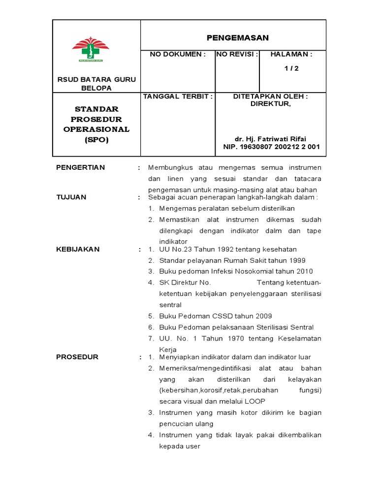 Sop Pengemasan | PDF