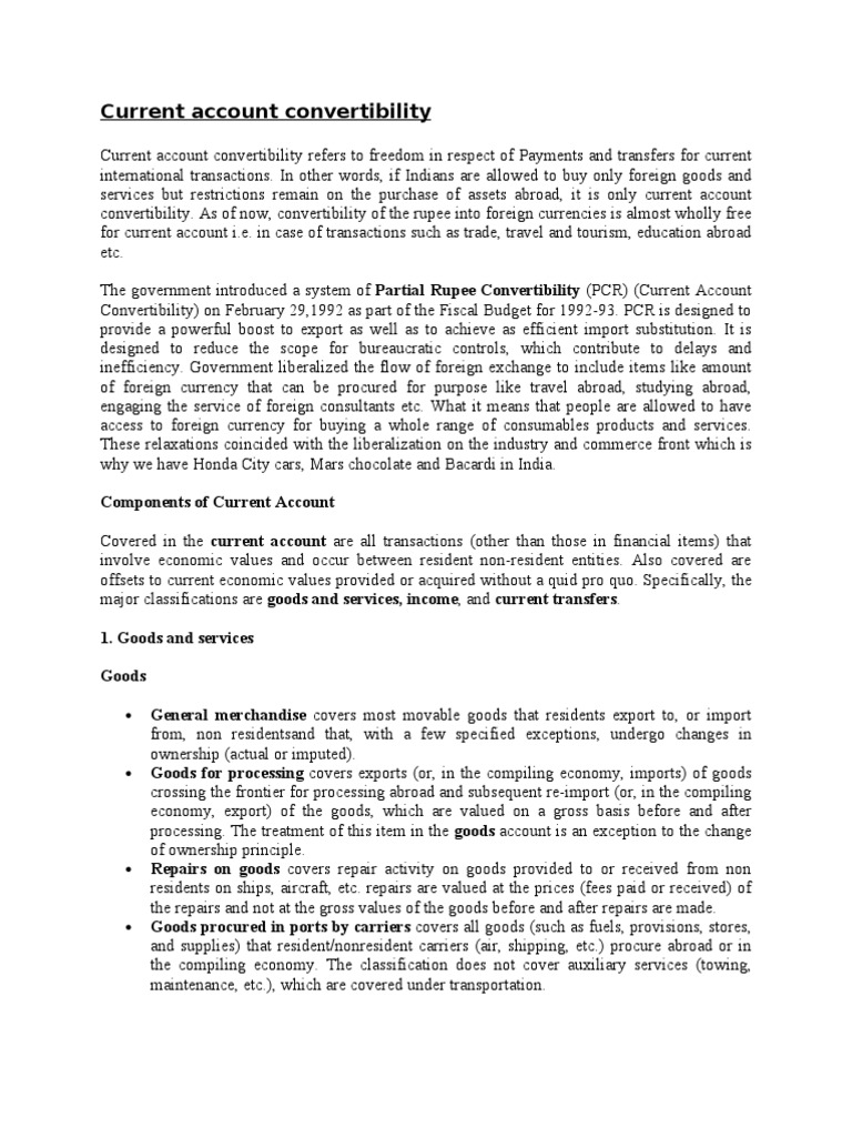 Current Account Convertibility | PDF | Capital Account | Derivative ...