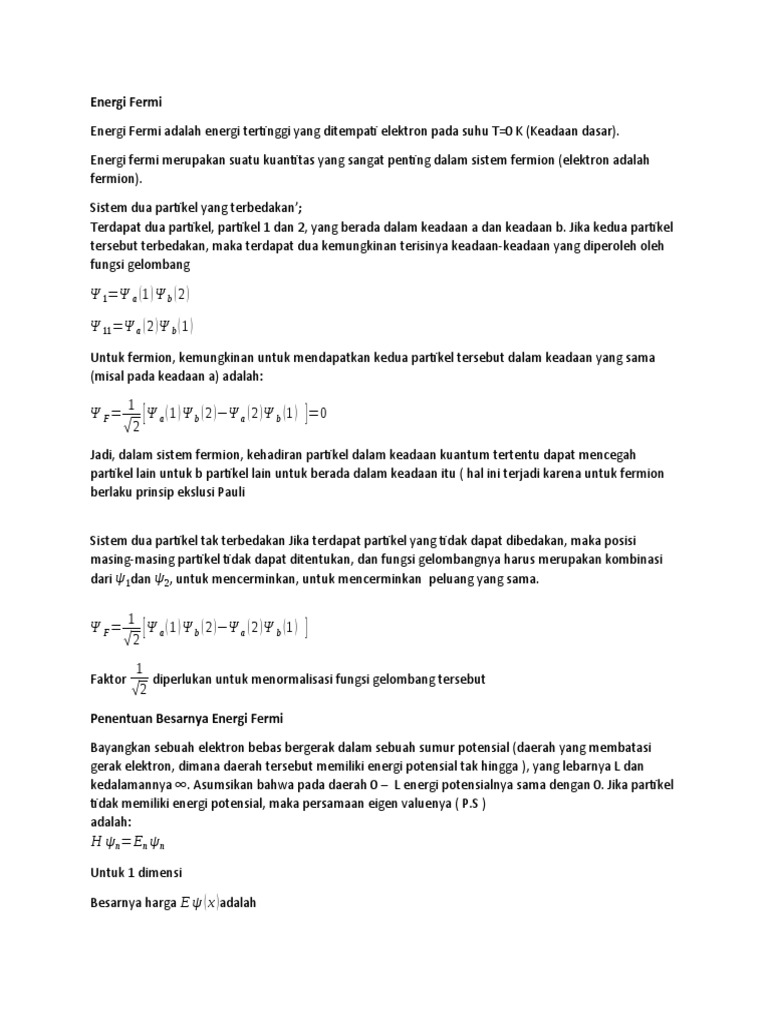 Energi Fermi | PDF