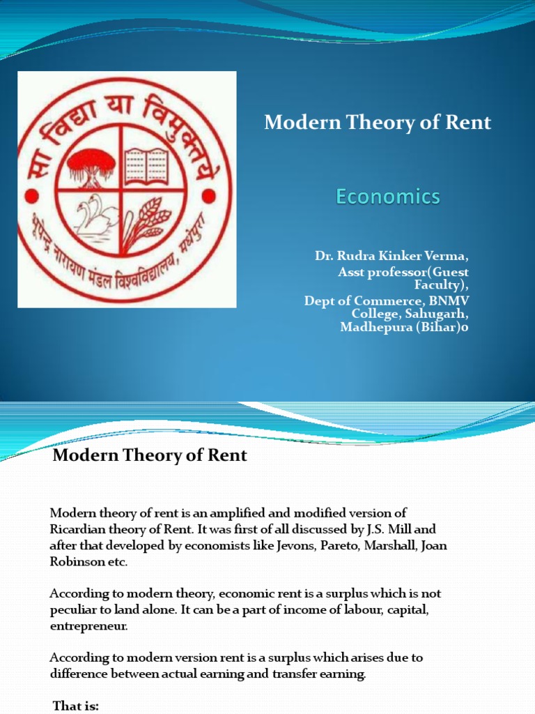 Modern Theory of Rent | PDF | Elasticity (Economics) | Economic Theories