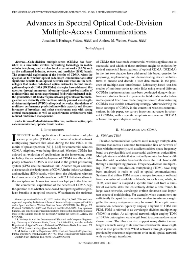 Advances in Spectral Optical Code-Division Multiple-Access ...