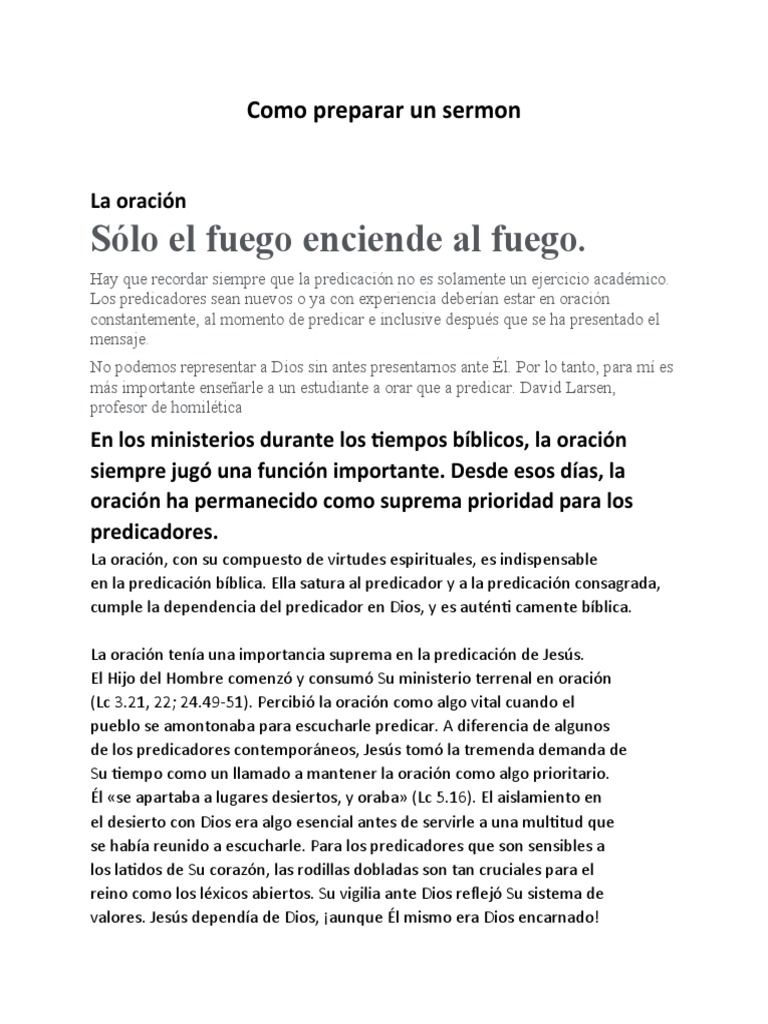Como Preparar Un Sermon | PDF | espíritu Santo | Oración