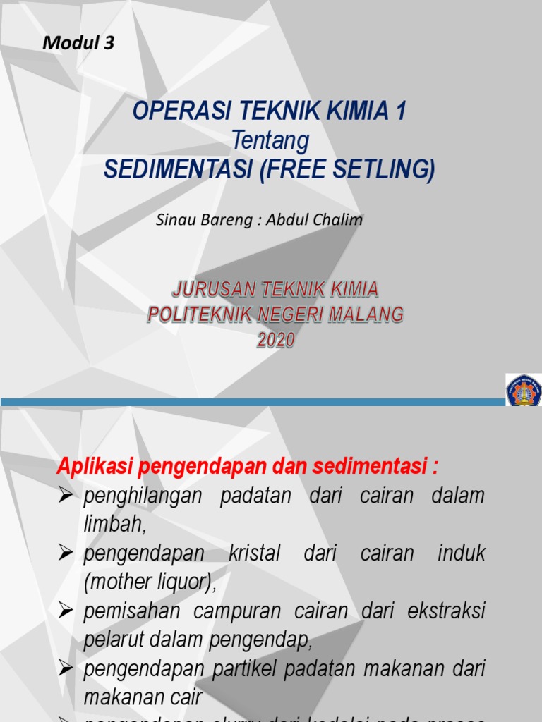 03 Modul 3 Sedimentasi (Free Settling) 15 2020 | PDF