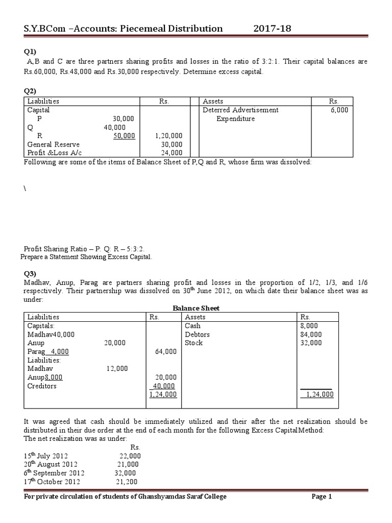 Piecemeal Distribution | PDF | Balance Sheet | Stocks