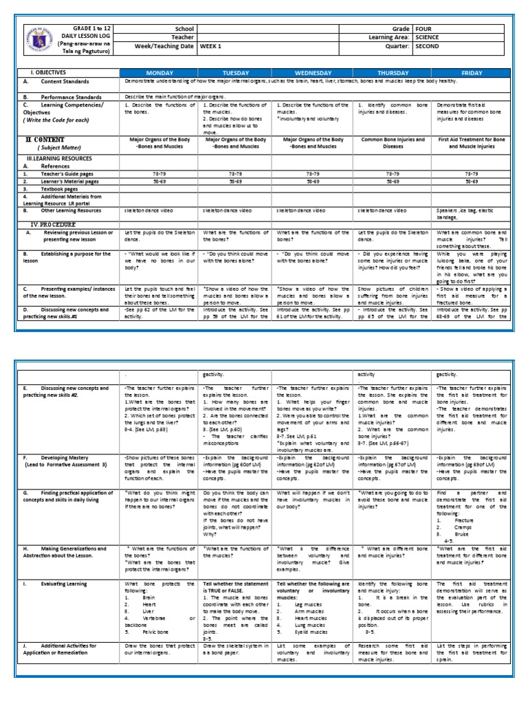 DLL Science Quarter 2 Week 1-9 | PDF | Heart | Lung
