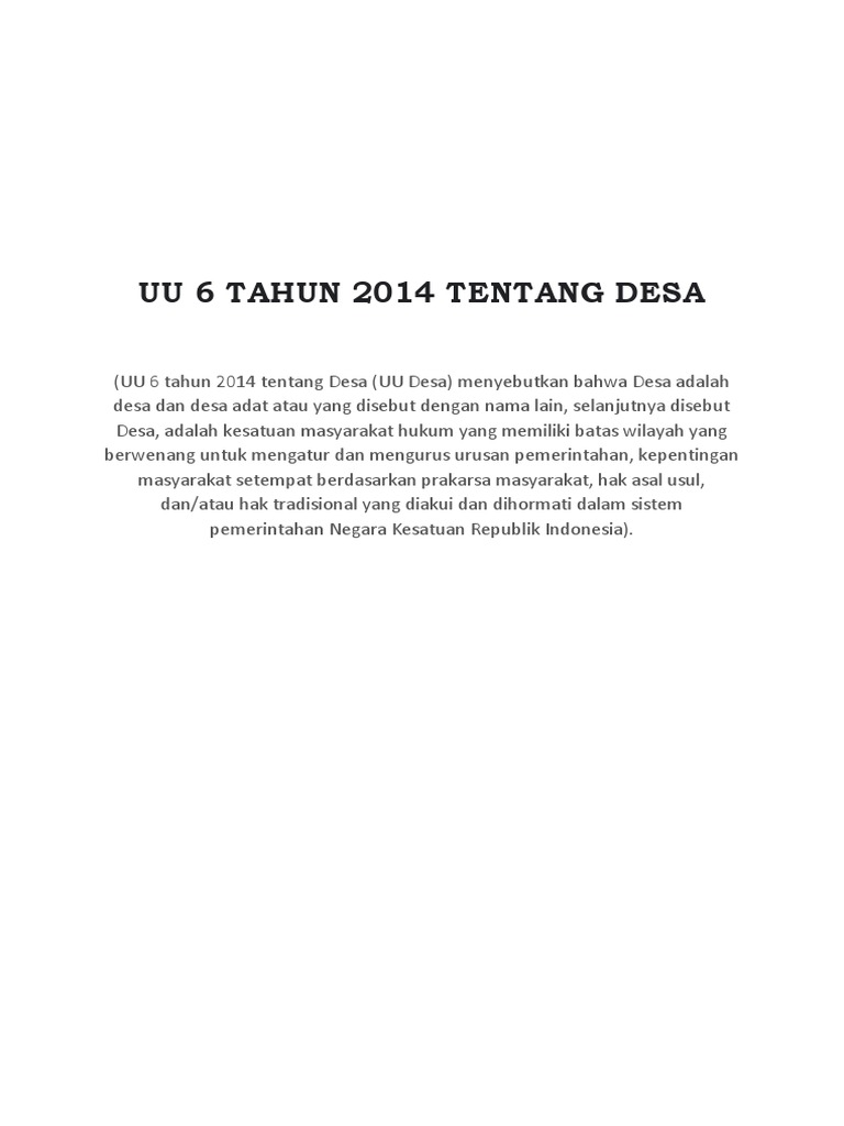 UU No. 6 Tahun 2014 tentang Desa | PDF