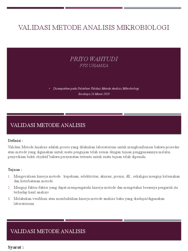 Validasi Metode Analisis Mikrobiologi | PDF