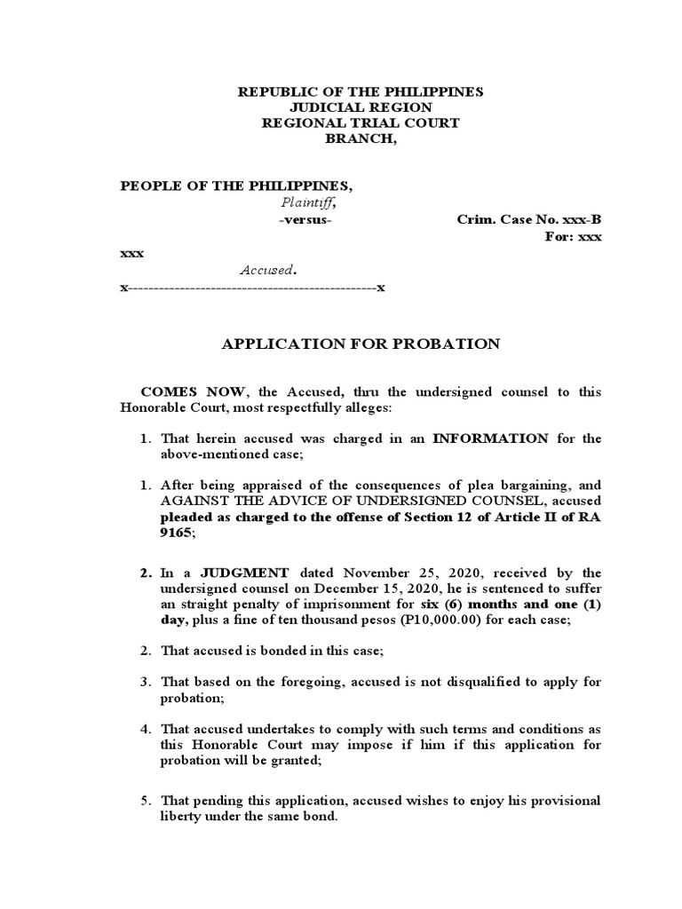 Application For Probation | PDF
