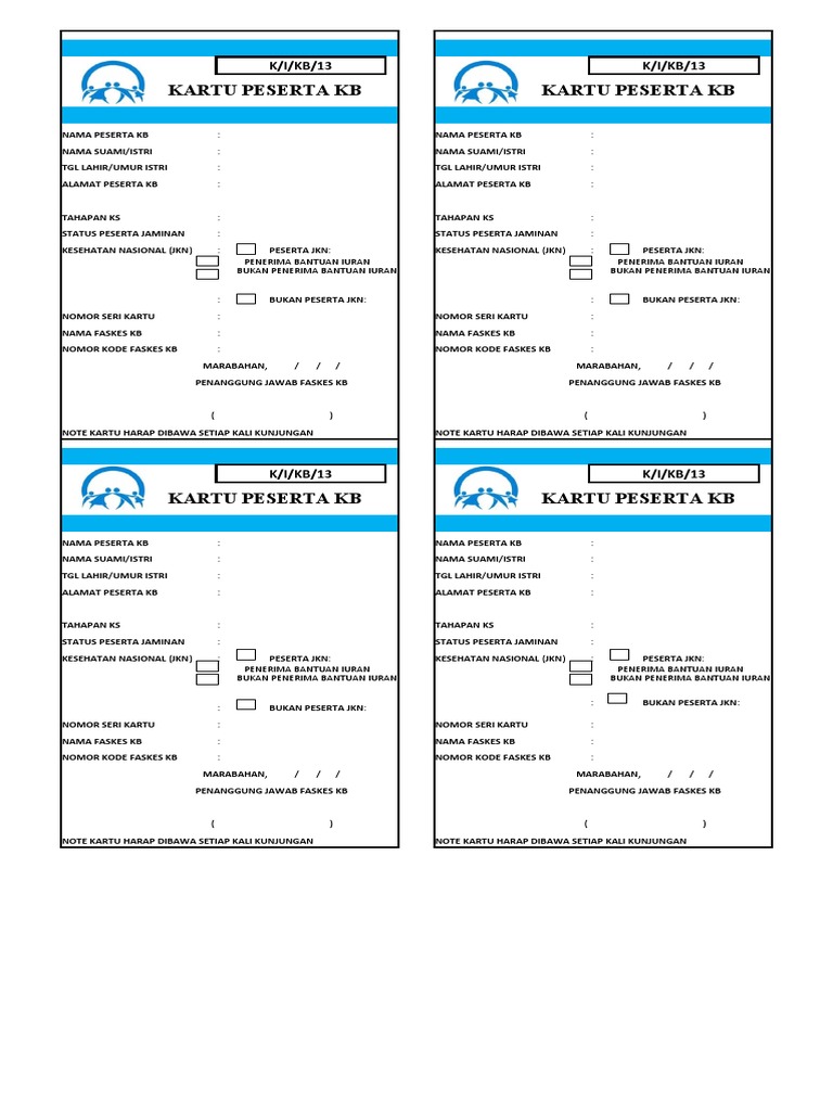 Kartu Peserta KB BKKBN dan Informasi | PDF
