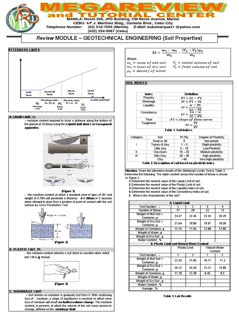 Review MODULE - GEOTECHNICAL ENGINEERING (Soil Properties) | Download ...
