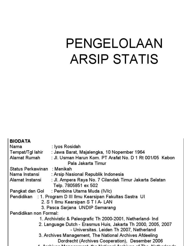 PENGELOLAAN ARSIP STATIS TAYANGnw | PDF