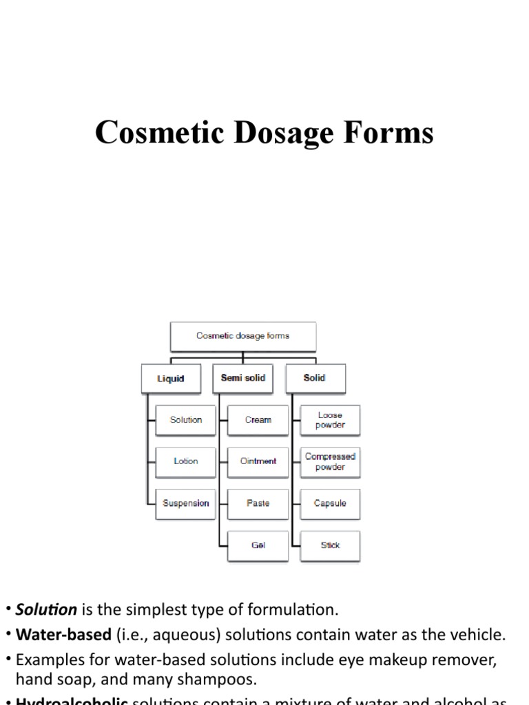 Overview of Cosmetic Dosage Forms | PDF | Topical Medication | Emulsion
