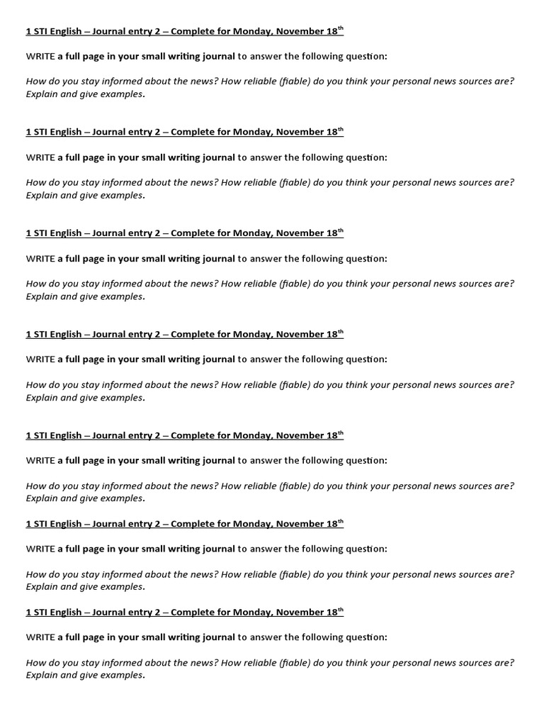 Journal 2 - 1 STI English | PDF