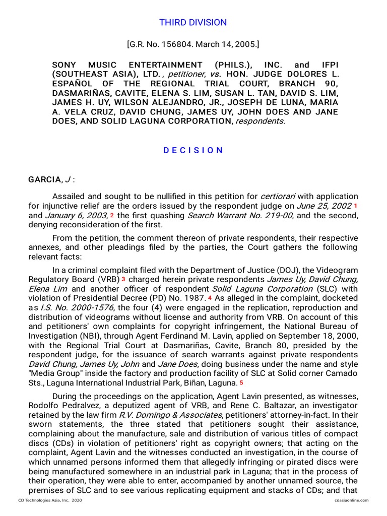 Copyright Infringement Case: Court Rules on Motion to Quash Search ...