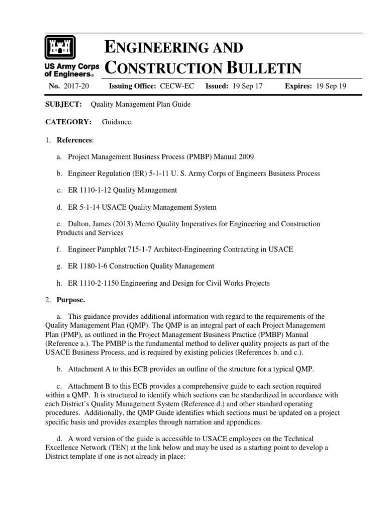USACE Quality Management Guide | PDF | Quality Management | Project ...