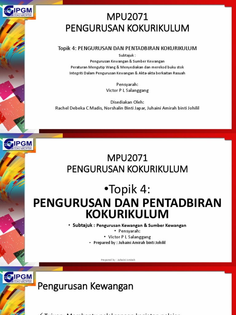 Kumpulan 6 - Pengurusan Dan Pentadbiran Kokurikulum | PDF