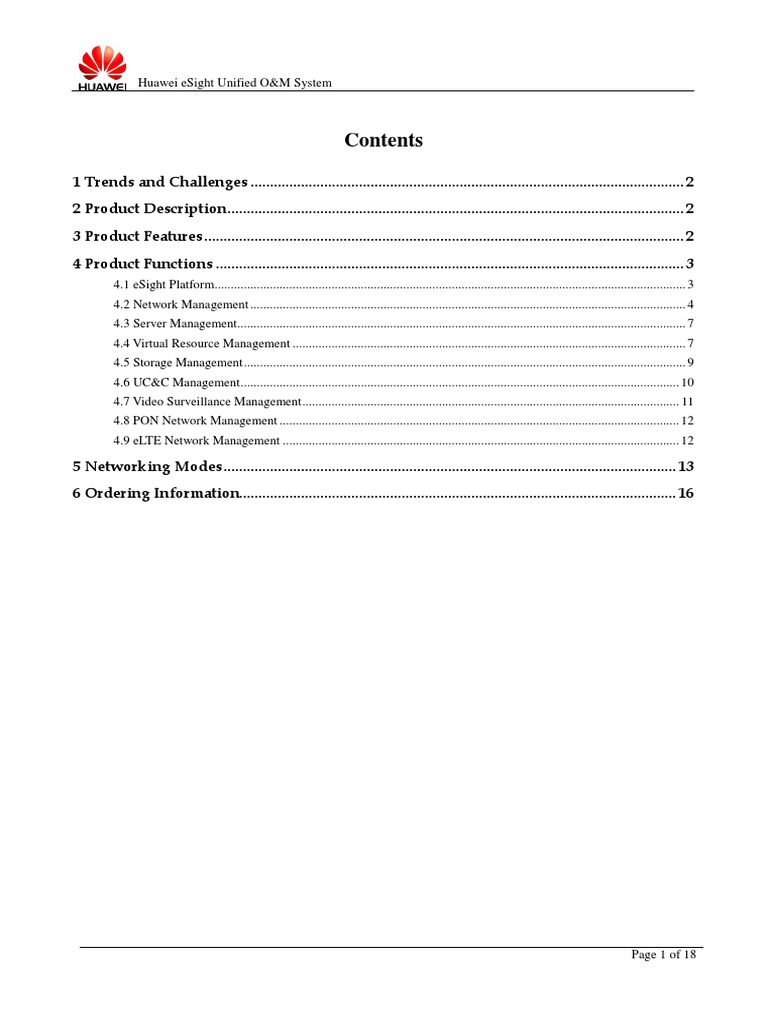 HUAWEI Esight Datasheet | PDF | Virtual Machine | Computer Network