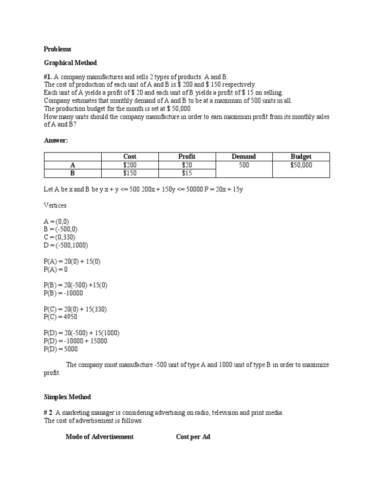 Linear Programming | PDF | Profit (Economics) | Linear Programming