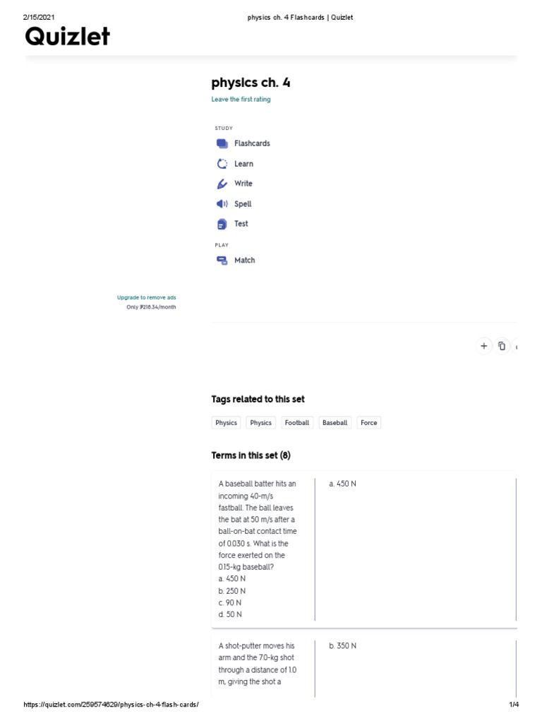 Physics Ch. 4: Flashcards Learn Write Spell Test | Download Free PDF ...