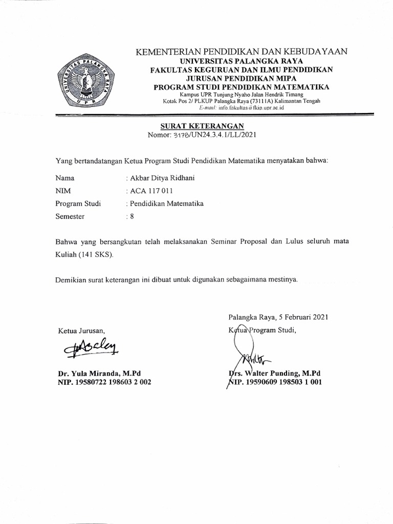 Surat Keterangan Telah Sempro | PDF