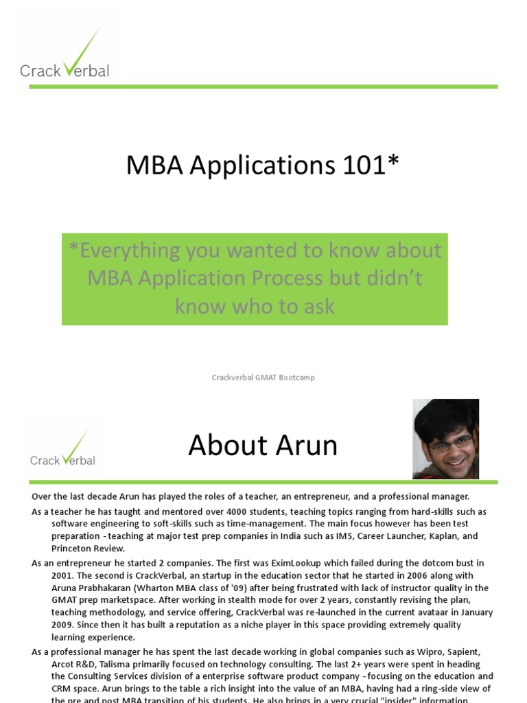 MBA Applications 101 | PDF | Wharton School Of The University Of ...