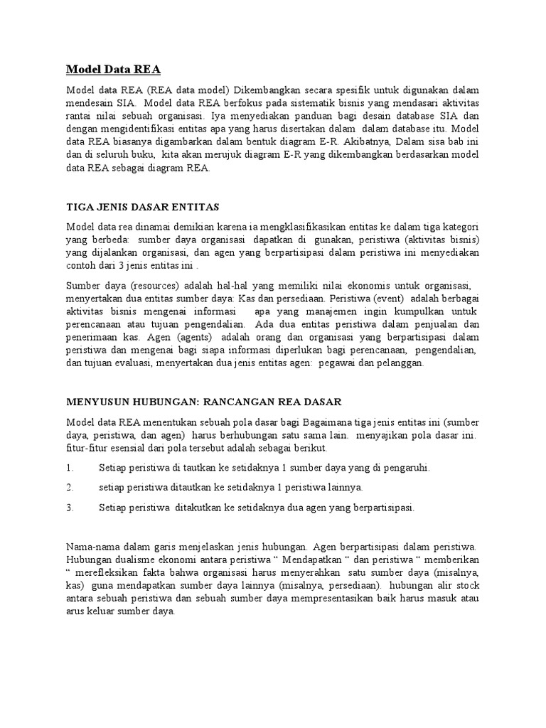 Model Data REA untuk Desain SIA | PDF