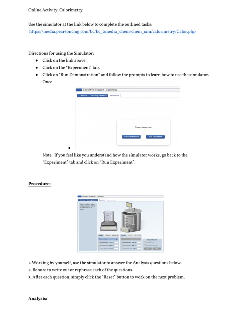 Calorimetry Simulation Activity | PDF | Water | Chemical Substances