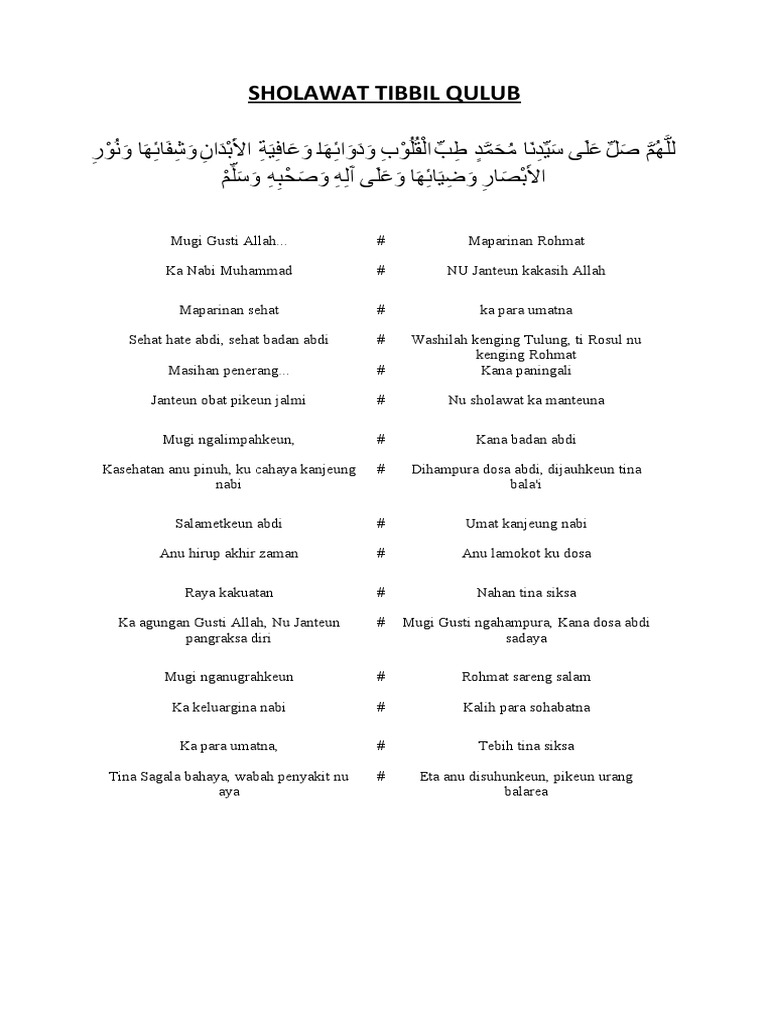 Sholawat Tibbil Qulub Fix | PDF